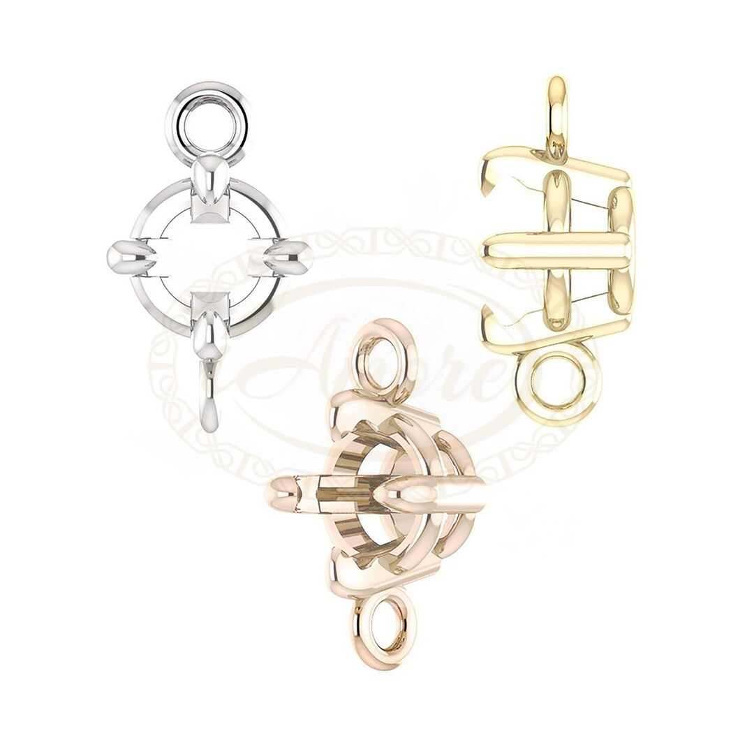 14K 18K Gold 2.5mm 6.5mm Round 4-prong Claw Intermediate Link Mountings - Etsy