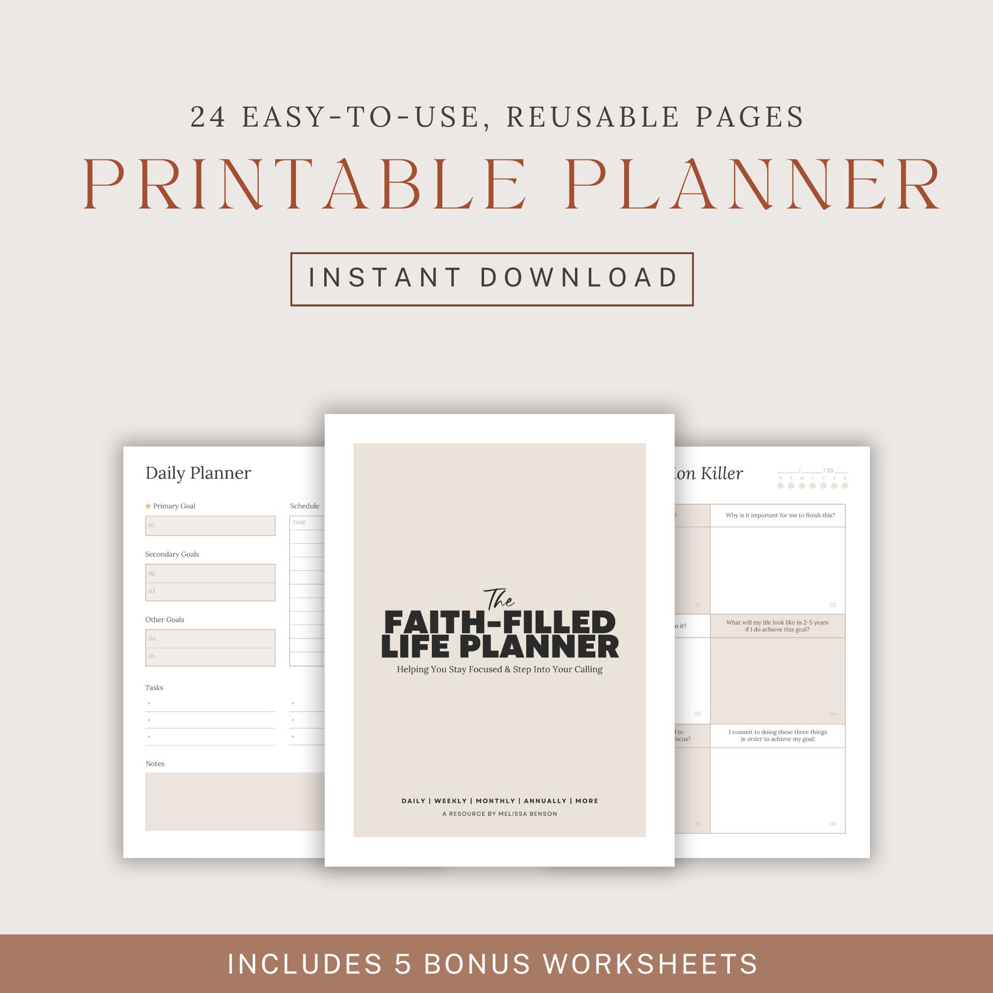 The Faith-filled Life Planner Printable Undated Reusable Planner ...