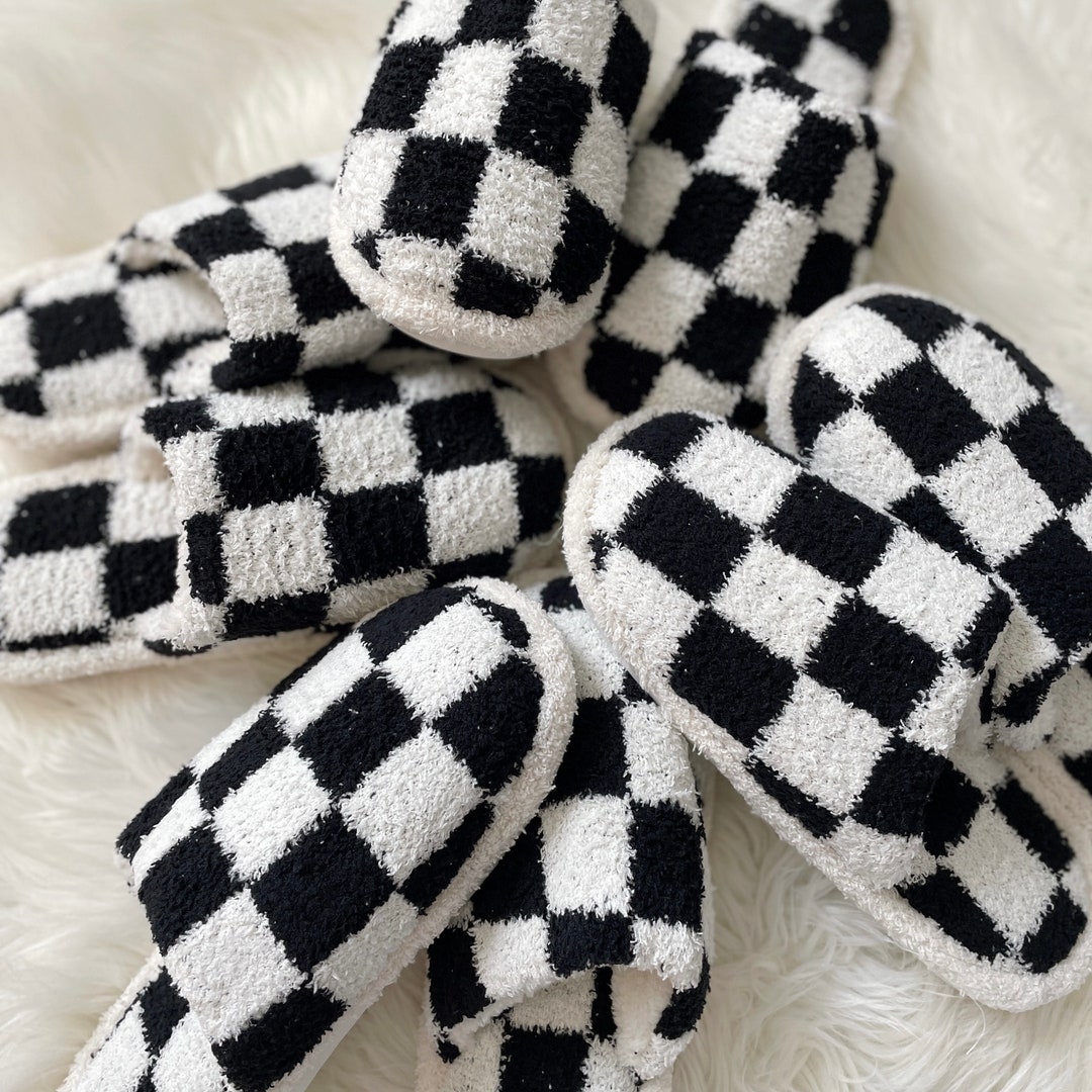 Checkered Slippers, Checkerboard Bedroom Shoes, Women’s Slippers ...
