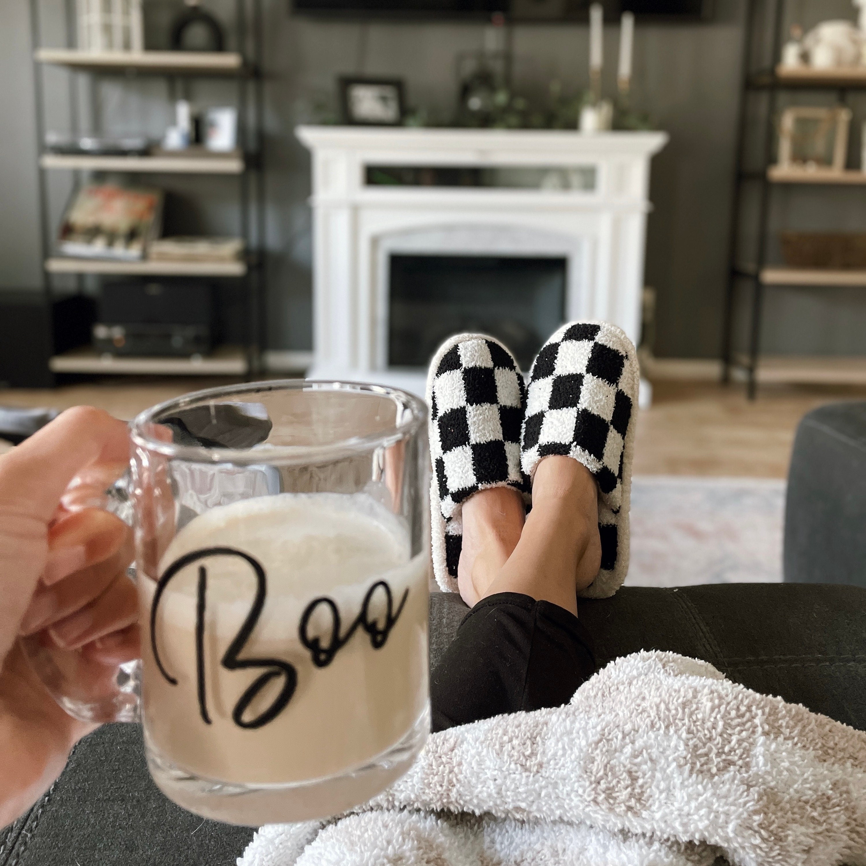 Checkered Slippers, Checkerboard Bedroom Shoes, Womens Slippers, Trendy ...