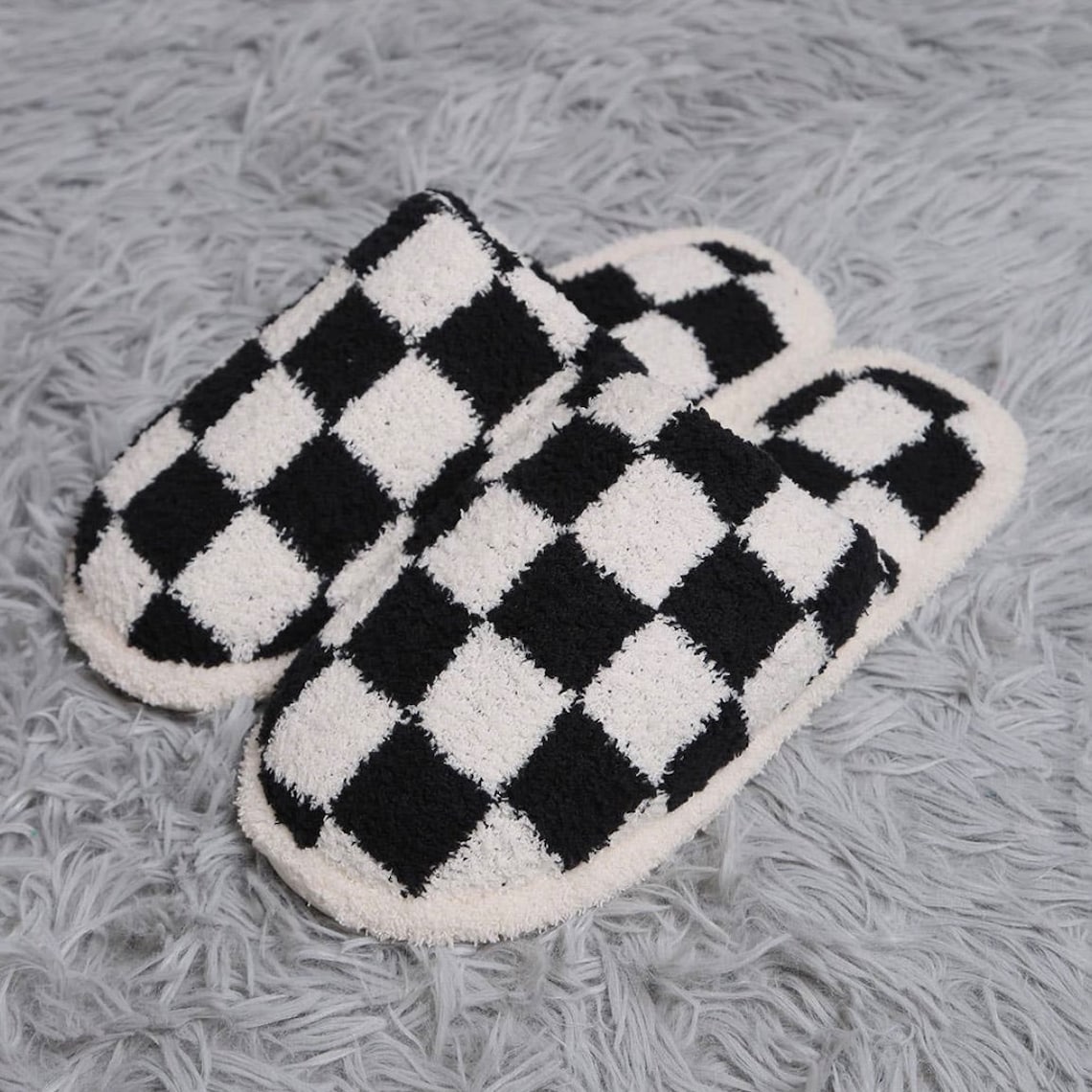 Checkered Slippers Checkerboard Bedroom Shoes Womens - Etsy