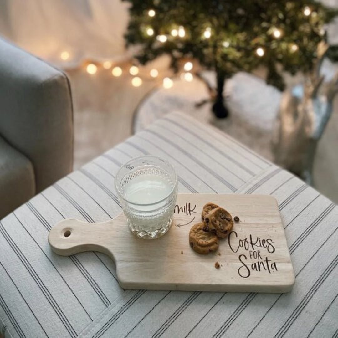 Milk and Cookies Santa Board, Santa Milk and Cookies Board, Wooden ...
