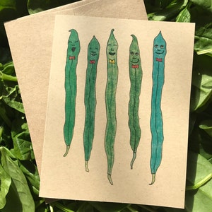 String Bean Party - 4.25 X 5.5 Inch Whimsical Vegetable Illustration ...