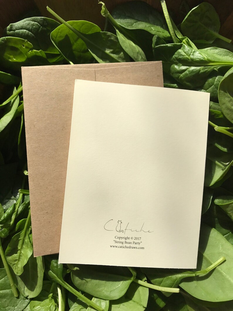 String Bean Party - 4.25 X 5.5 Inch Whimsical Vegetable Illustration ...