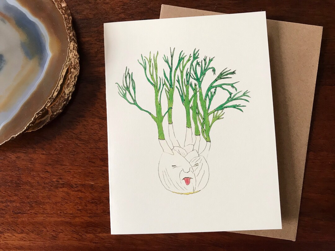 Funny-face Fennel 4.25 X 5.5 Inch Whimsical Vegetable - Etsy