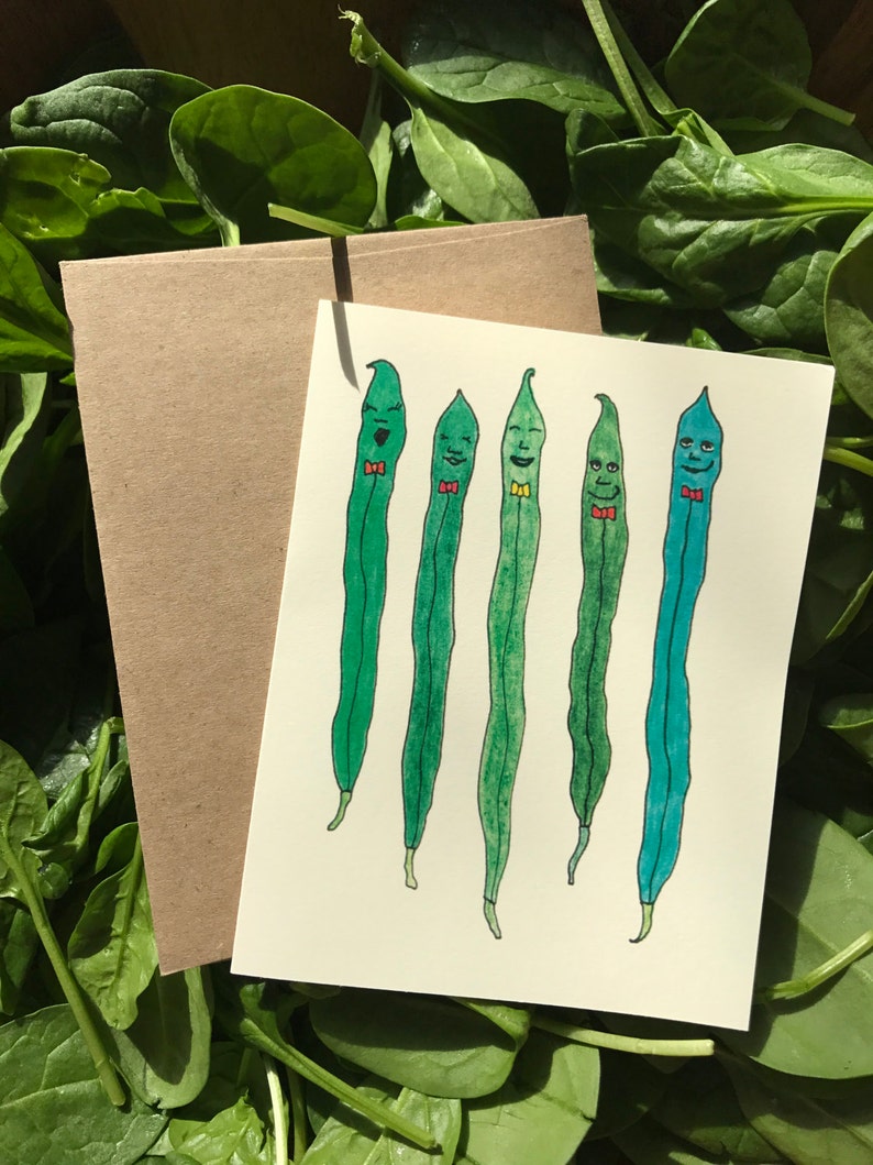 String Bean Party - 4.25 X 5.5 Inch Whimsical Vegetable Illustration ...