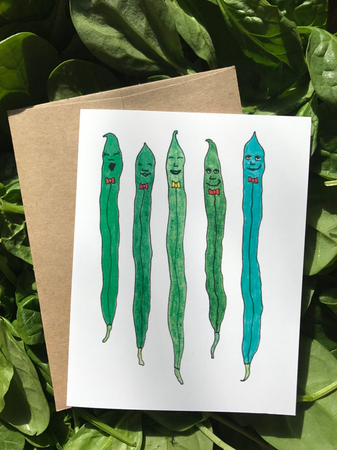 String Bean Party - 4.25 X 5.5 Inch Whimsical Vegetable Illustration ...