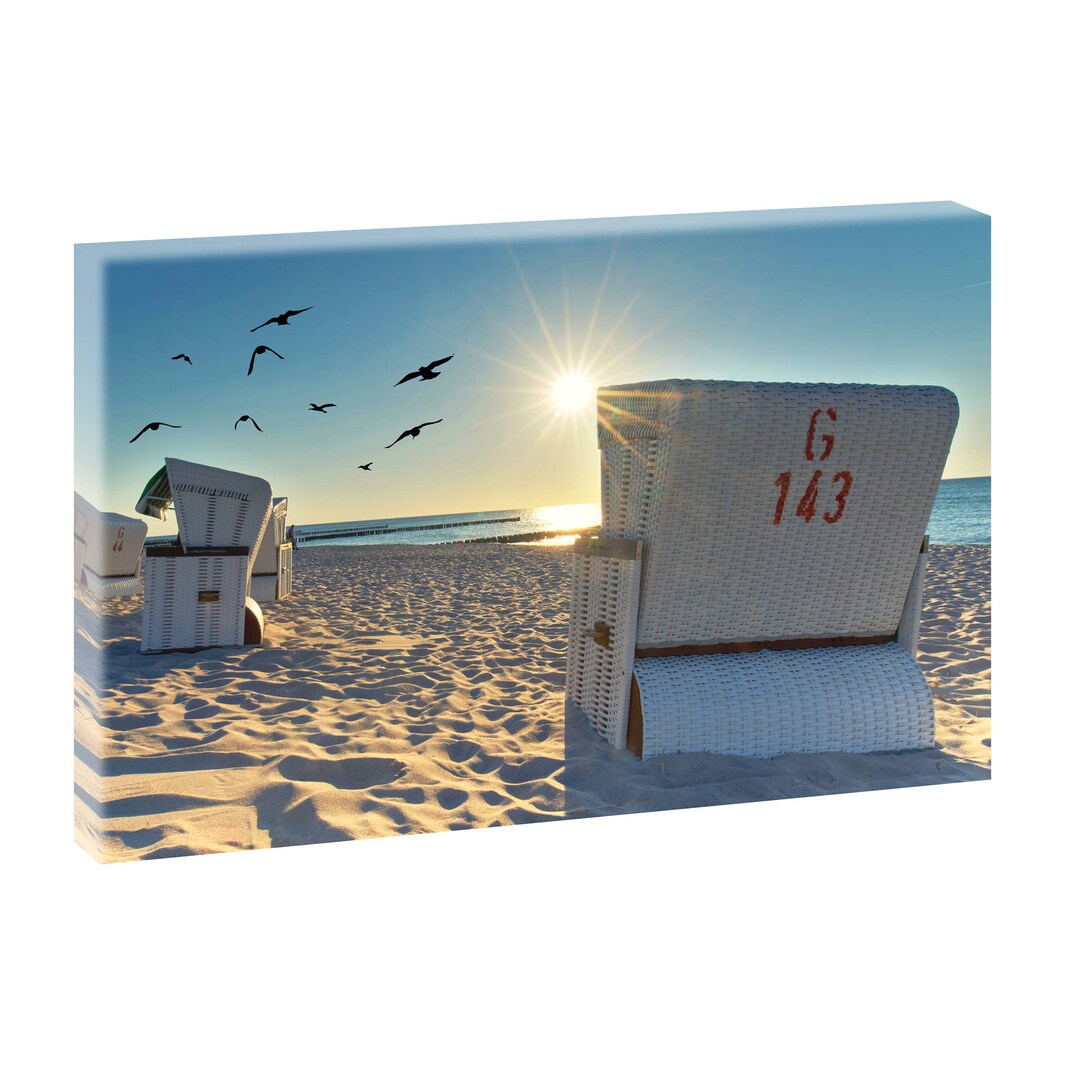 Beach Baskets Picture Beach Sea Stretcher Canvas Poster Wall - Etsy