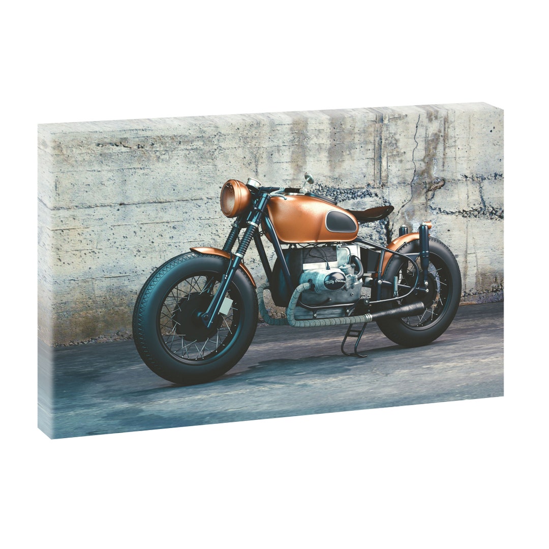 Oldtimer Motorcycle Picture on Canvas Art Print Mural Living - Etsy