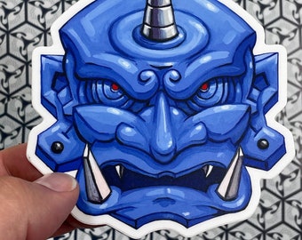 Oni Mask Sticker - Etsy