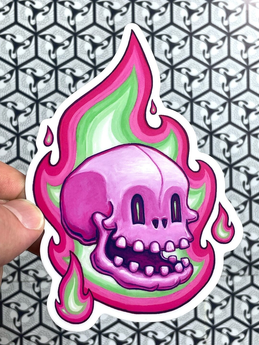 Flaming Skull Vinyl Sticker - Etsy