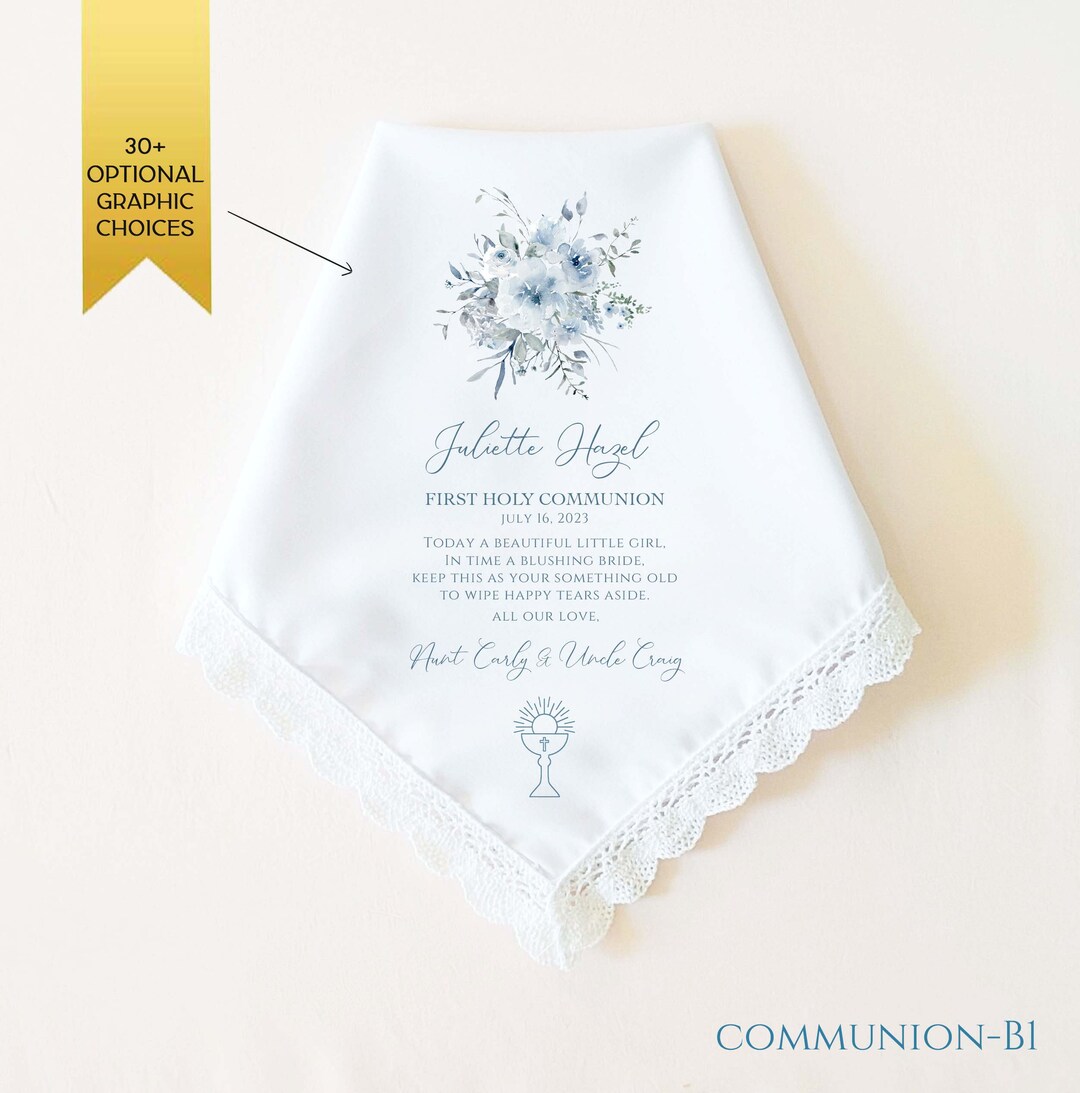 First Communion Gift Girl, Personalized First Communion Handkerchief ...