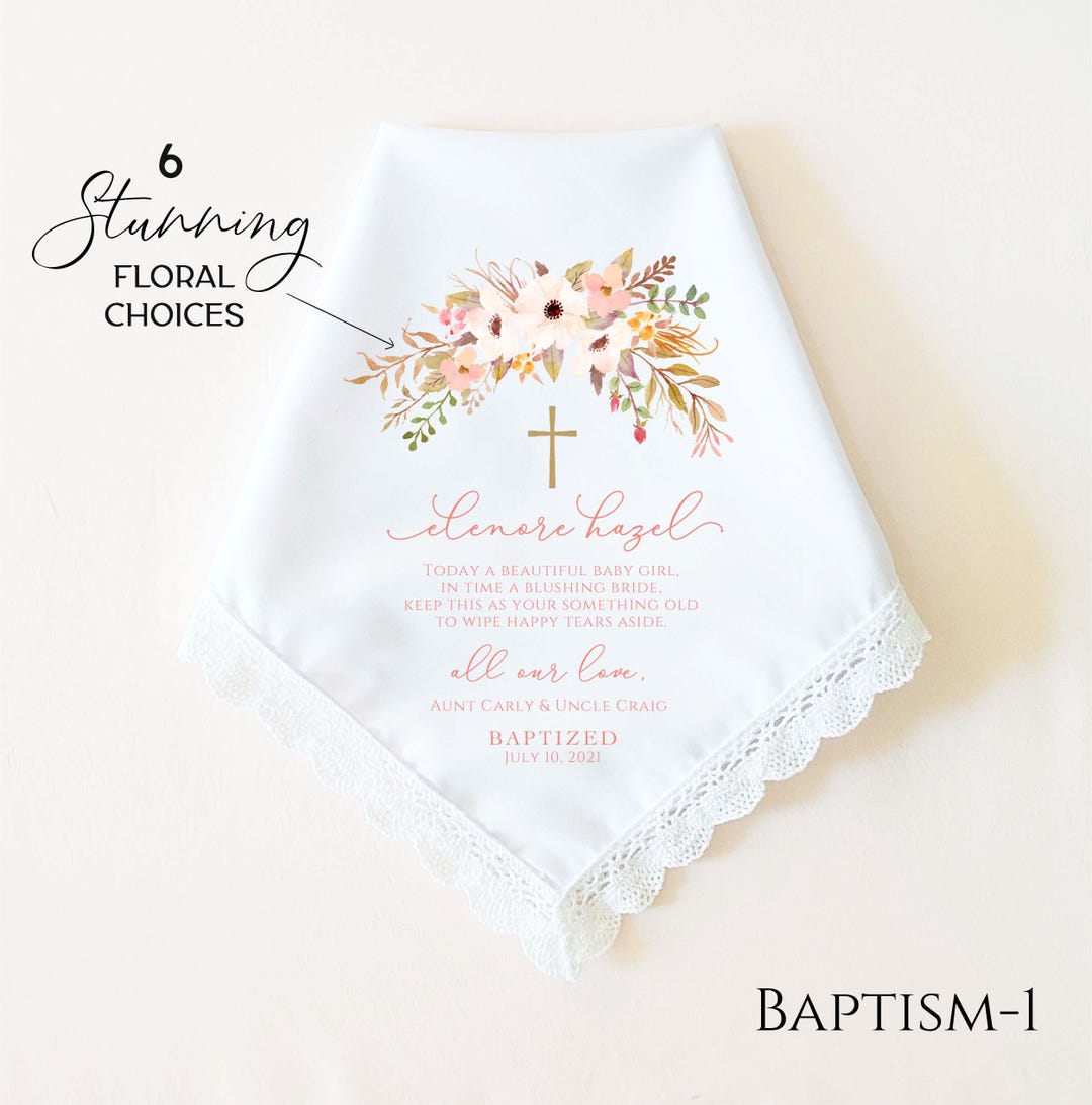 Baptism Gift for Girl: Personalized Keepsake Handkerchief, Baby Girl ...