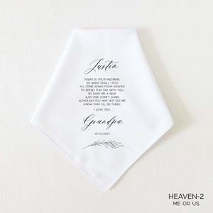 Memorial Wedding Gift, Memorial Handkerchief for Groom on Wedding Day ...