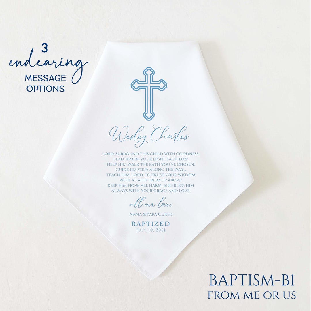 Baptism Gift for Boy: Personalized Keepsake Handkerchief, Baby Boy ...