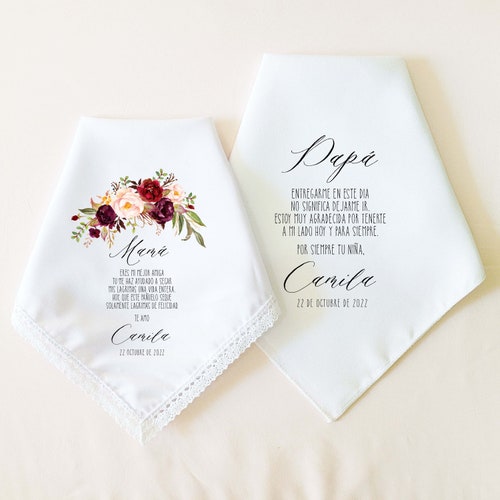Spanish Parents Wedding Handkerchief for Mother of - Etsy