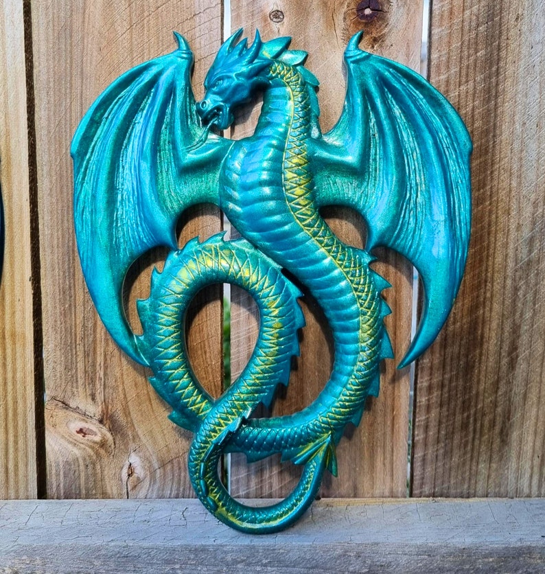 Dragon Epoxy Resin Statue for Bookshelf Wall Hanging Dragon Fantasy ...