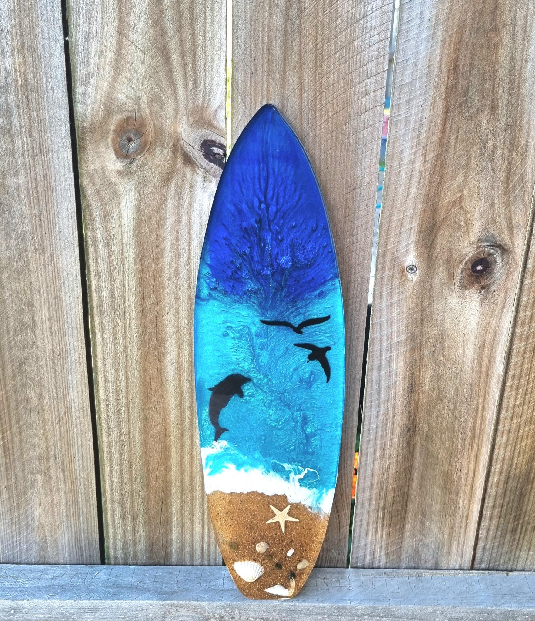 Surfboard Epoxy Resin Statue for Bookshelf Table Beach Home Decor ...