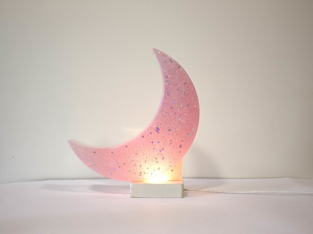Moon Lamp Resin Epoxy Nightlight Gift Idea Celestial Decor Colour ...
