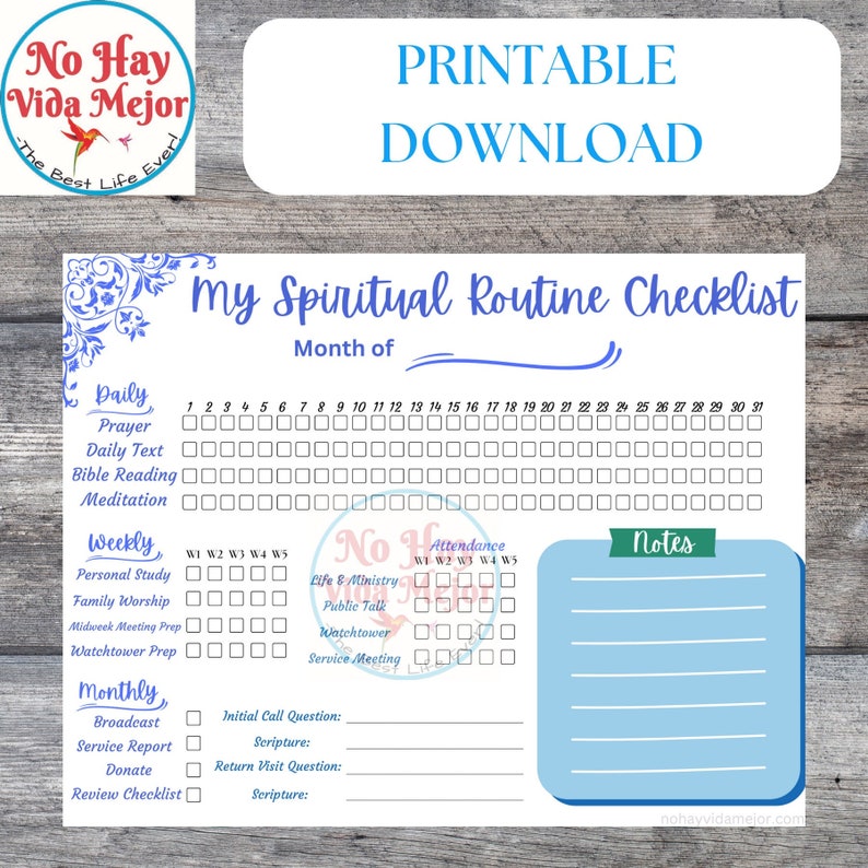 JW My Spiritual Routine Checklist - Etsy