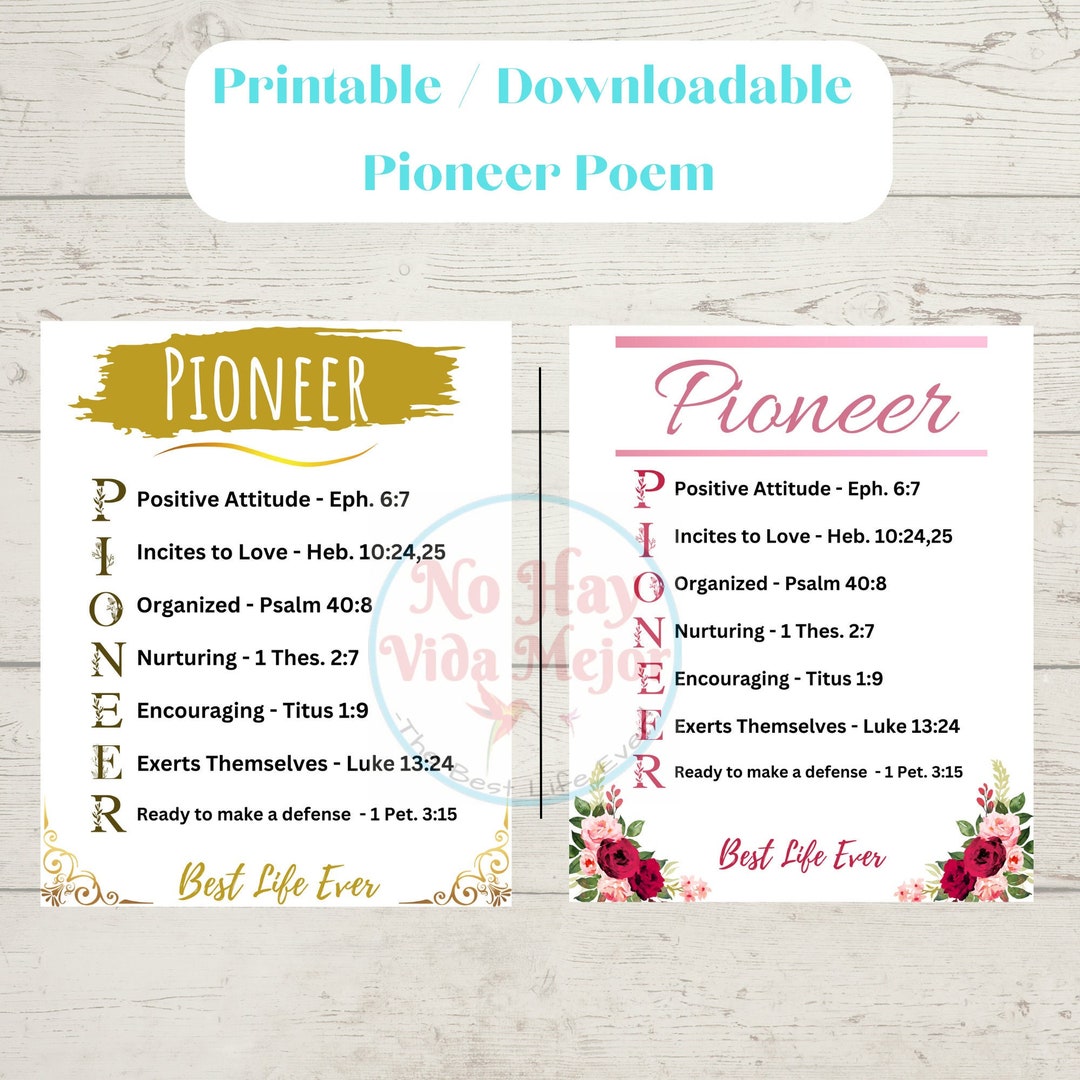 JW Pioneer Poem for Him and Her | Downloadable Printable Gift | Digital ...