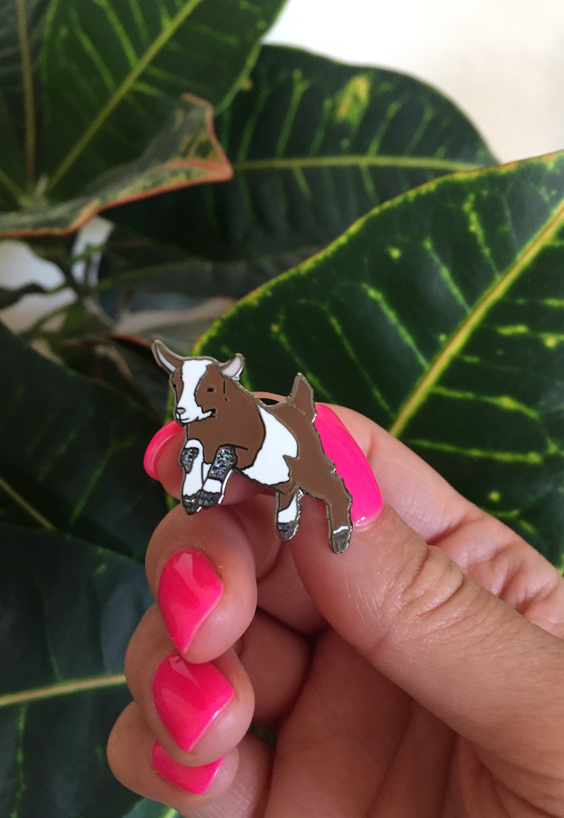 Jumping baby goat hard enamel pin | Etsy