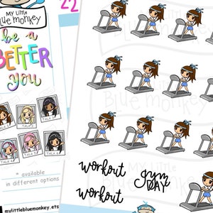 Kawaii Girl Treadmill Sticker - Running Sticker, Exercise Sticker ...