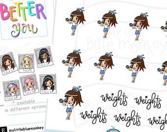 Kawaii Girl Workout Sticker Workout Planner Stickers Gym | Etsy