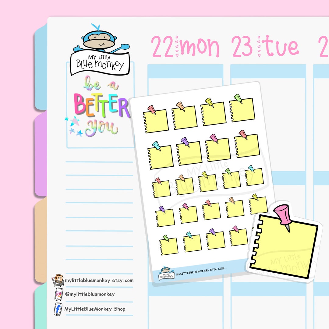 Note Pad With Push Pin Functional Planner Stickers - Memo Sticker ...