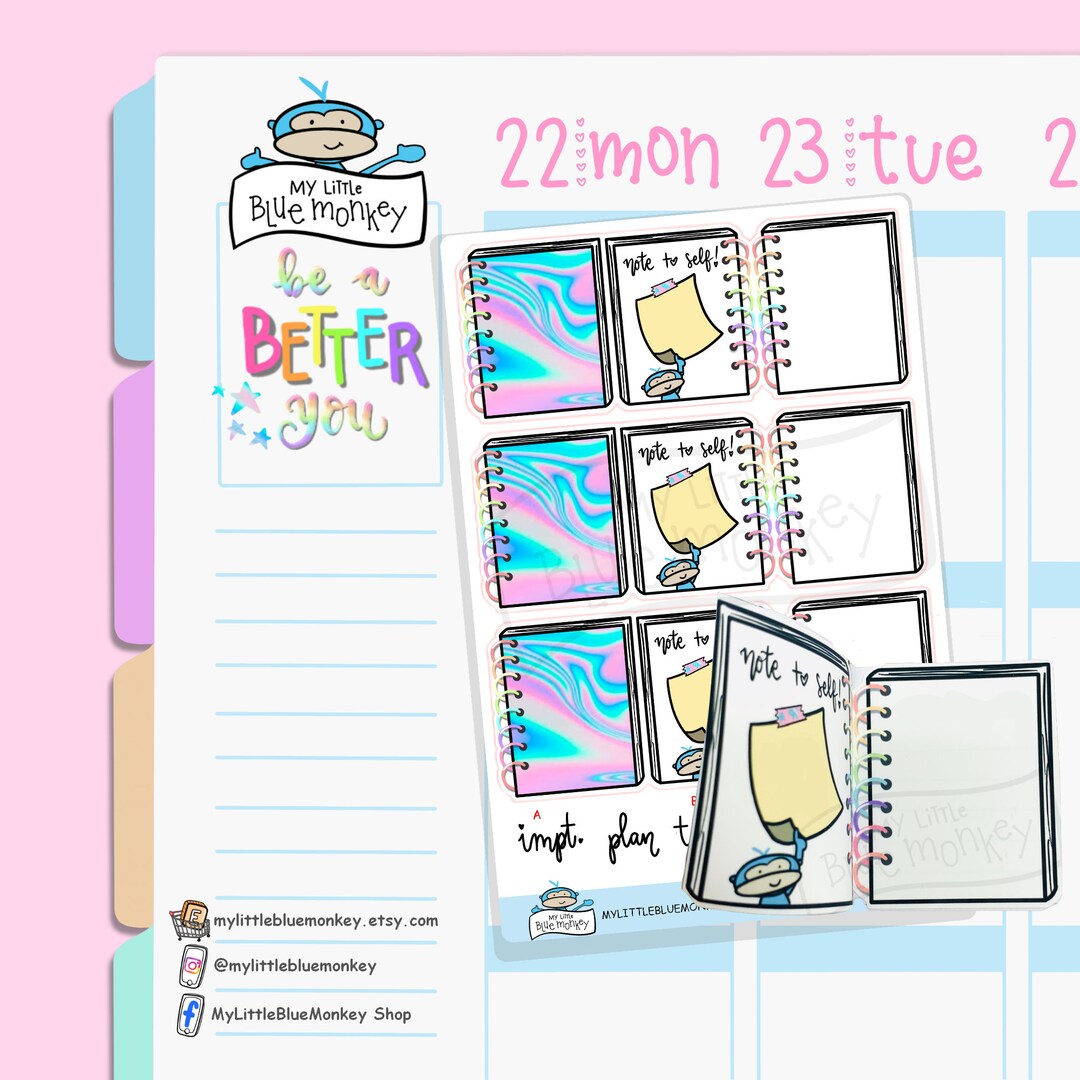 Foldable Spiral Notebook Sticker - Foldable Planner Sticker, Functional ...