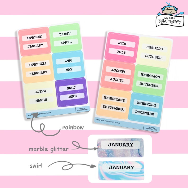 Monthly Planner Tabs Sticker Monthly Tabs Planner Stickers - Etsy Australia