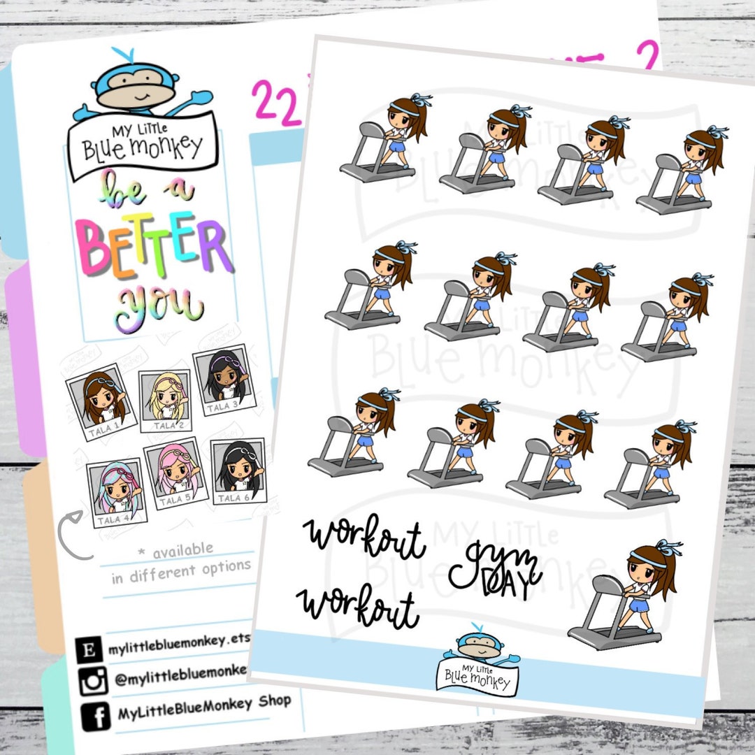 Kawaii Girl Treadmill Sticker - Running Sticker, Exercise Sticker ...