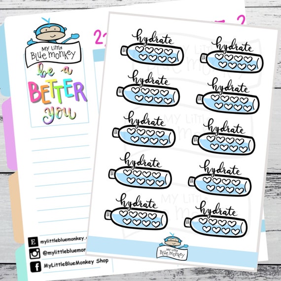 Water Intake Sticker Hydrate Planner Sticker Hydration - Etsy