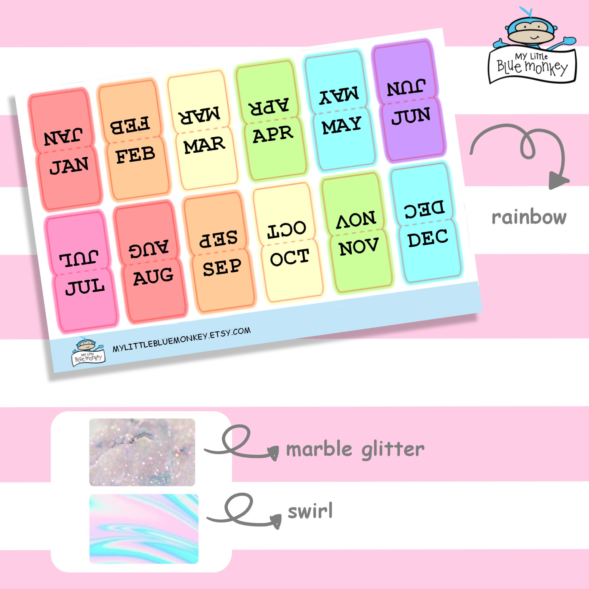 Mini Month Tab Stickers Hobonichi Weeks Monthly Tabs Bullet - Etsy ...