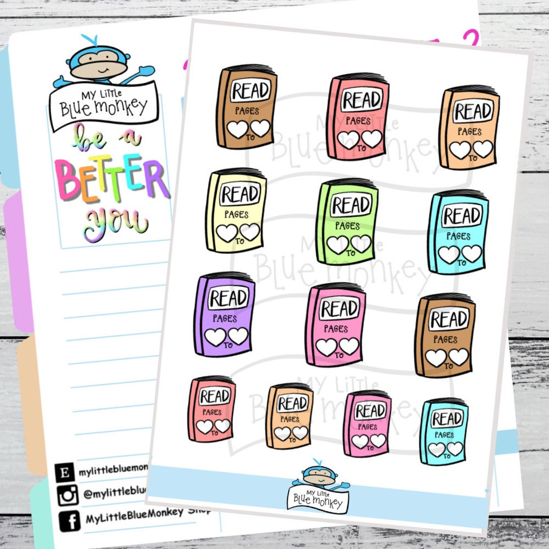 Reading Stickers - Book Read Study Me Time Bookworm - Doodle Icon ...