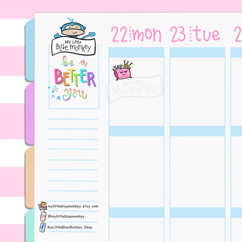Nap Queen Pillow Doodle Icon Stickers Planner Sticker | Etsy