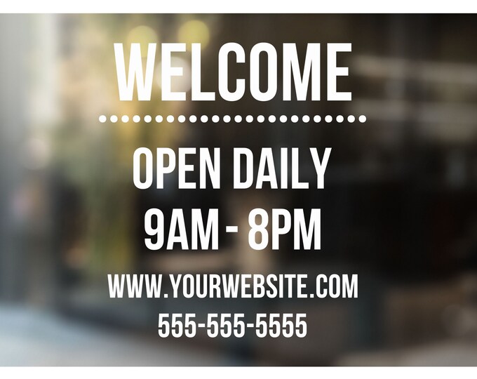 Store Hours Window Decal, Storefront Decal, Business Hours, Hours of ...