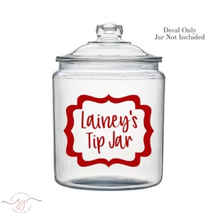 Tip Jar Decal, Bartender Gift, Musician Gift, Money Jar Decal, Savings ...