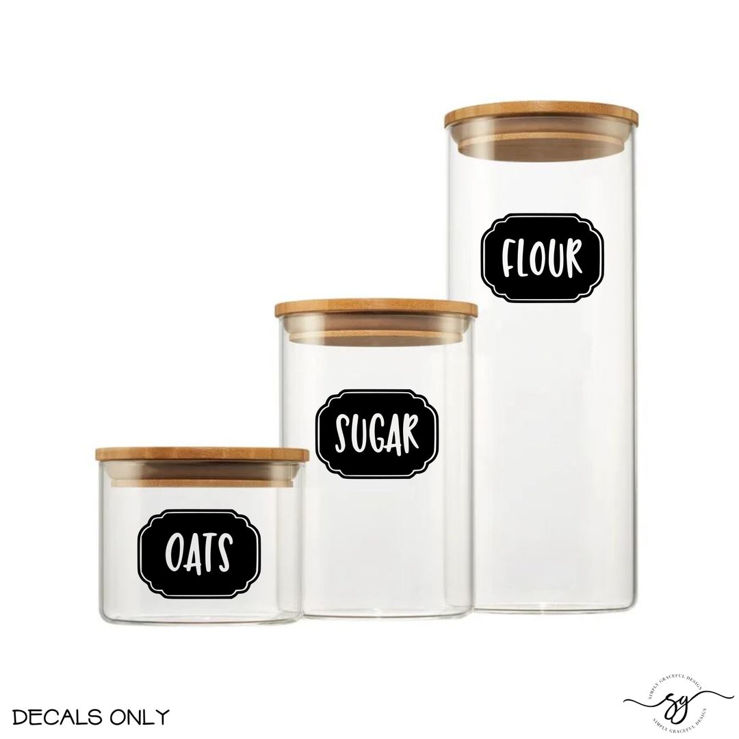 Pantry Label Set, Canister Labels, Kitchen Decals, Pantry Organization ...