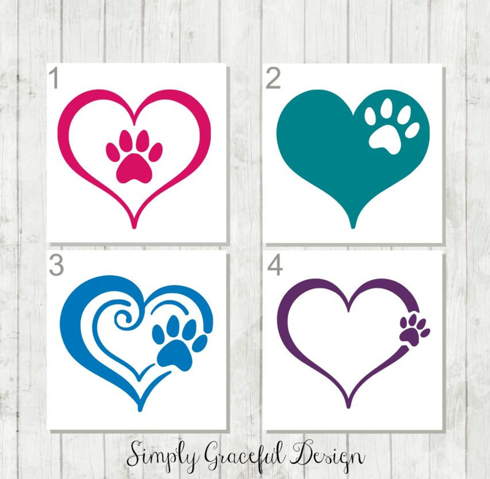 Paw Print Heart Decal Dog Mom Gift Dog Paw Decal Glitter - Etsy