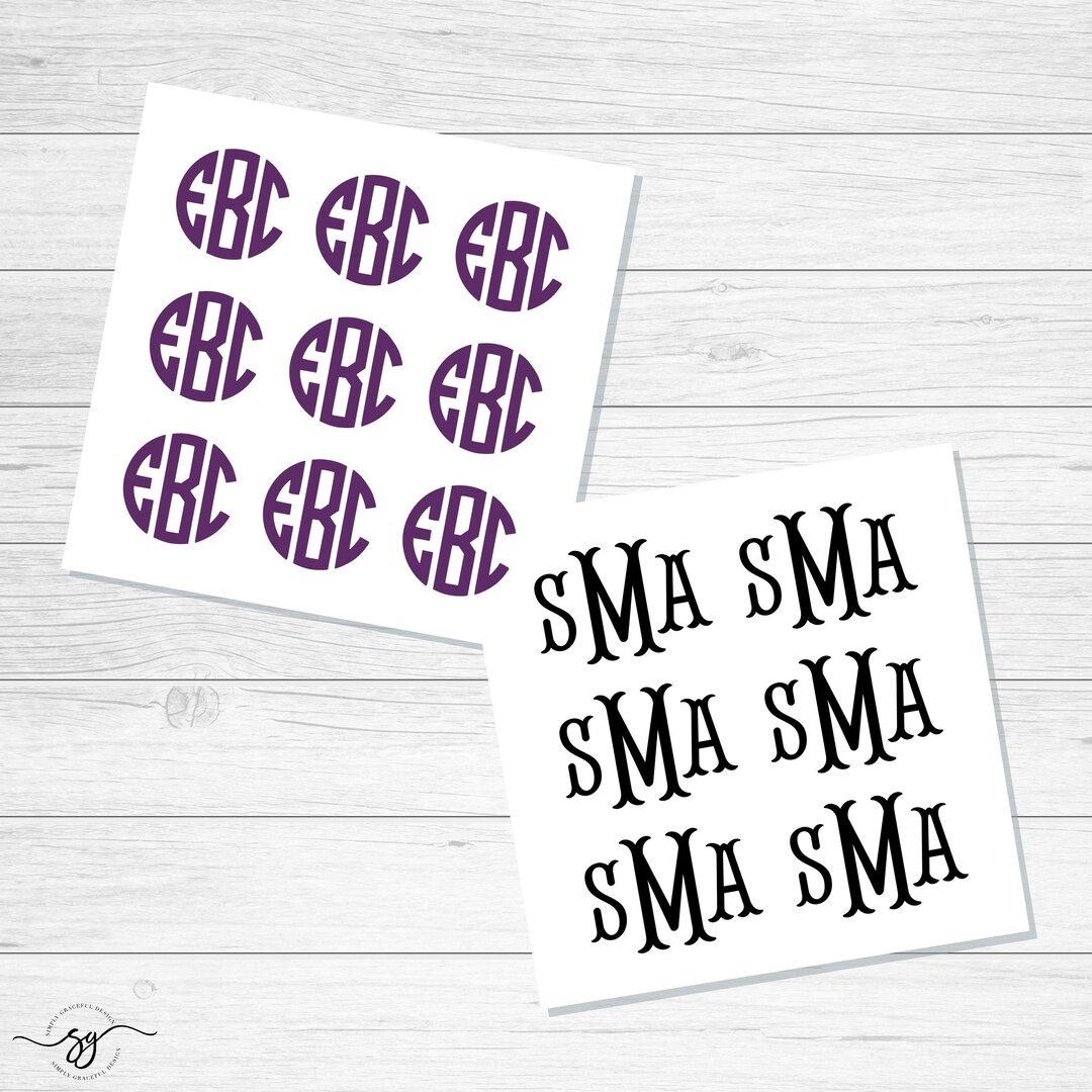 Monogram Decal Sheet, Monogram Bundle, Circle Monogram, Back to School ...