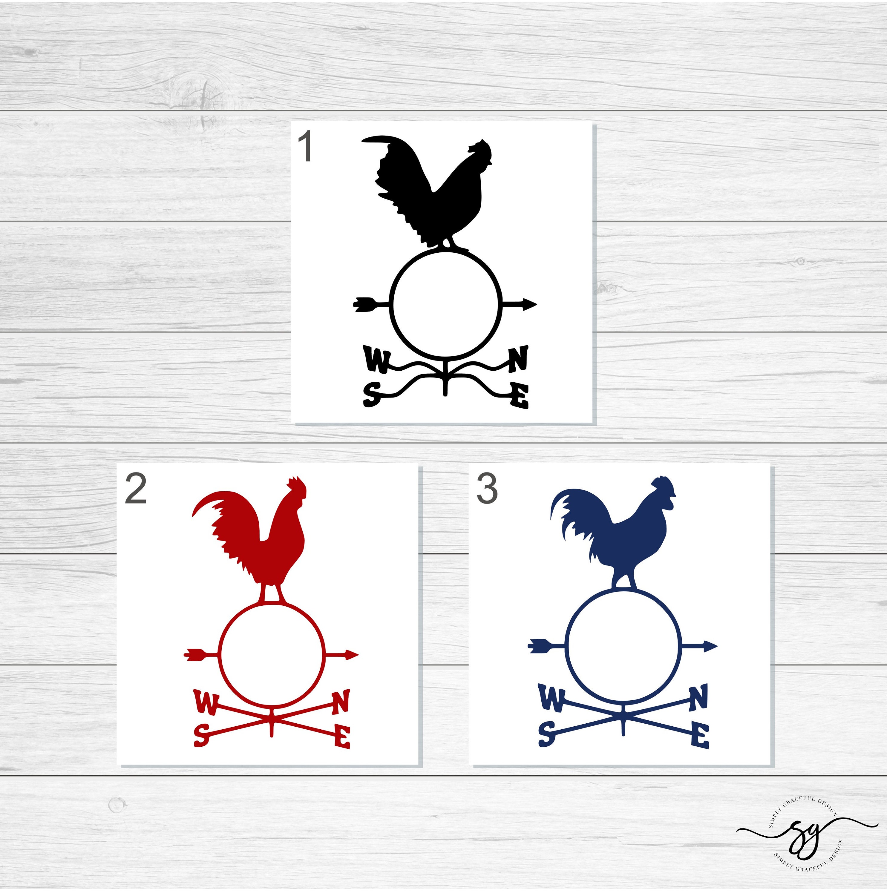 Rooster Decal Chicken Decal Monogram Decal Farm House | Etsy