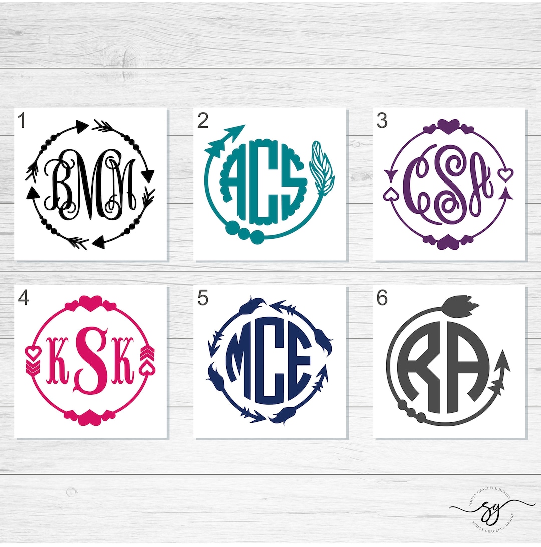 Arrow Monogram Decal, Arrow Name Decal, Monogram Tumbler Decal, Laptop ...