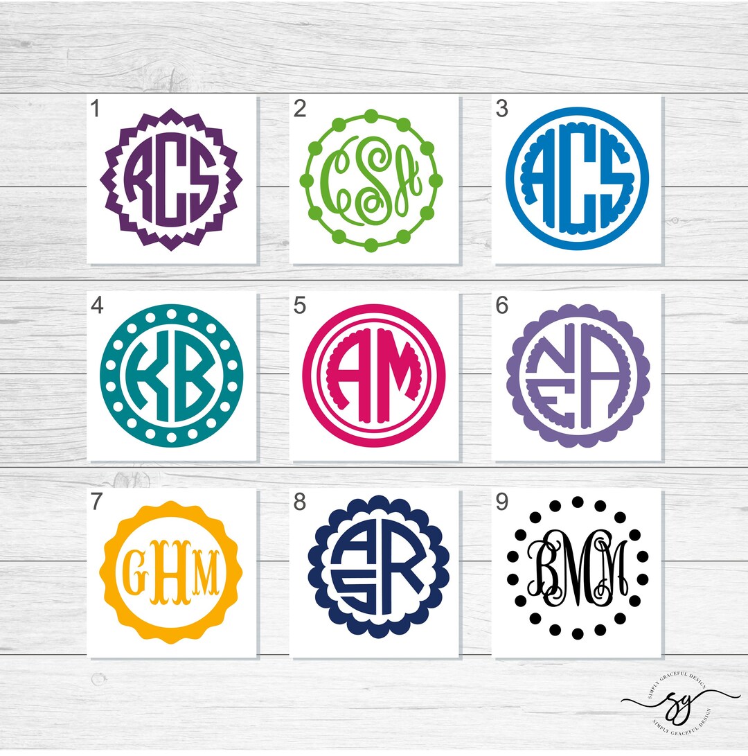 Monogram Vinyl Decal, Laptop Monogram, Car Monogram, Initial Decal - Etsy