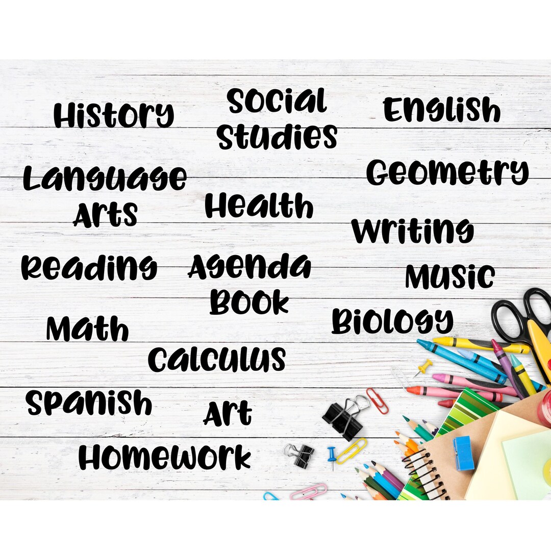 School Subject Labels, Back to School Decals, Classroom Labels, School ...