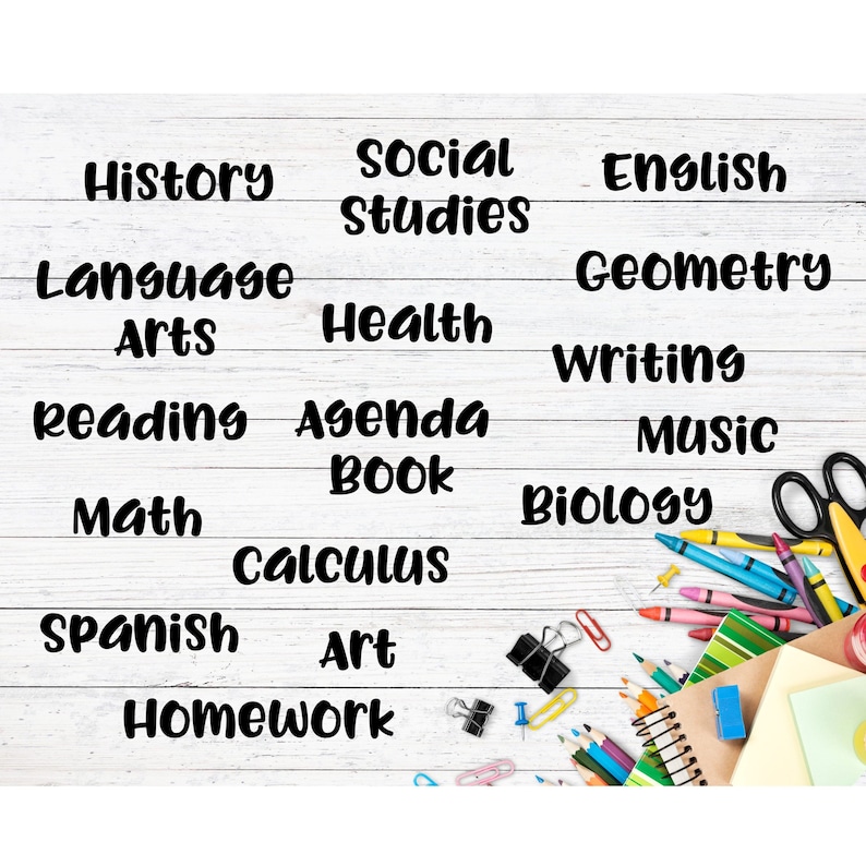 School Subject Labels, Back to School Decals, Classroom Labels, School ...