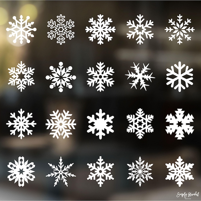 Set of Snowflake Decals, Holiday Decal, Winter Craft Decal, Ornament ...