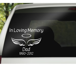 In Loving Memory Decal, Angel Wings Decal, Memorial Decal, Remembrance ...
