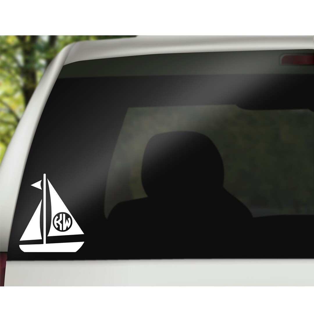 Sailboat Monogram Decal, Boat Monogram, Nautical Decal, Laptop Decal - Etsy