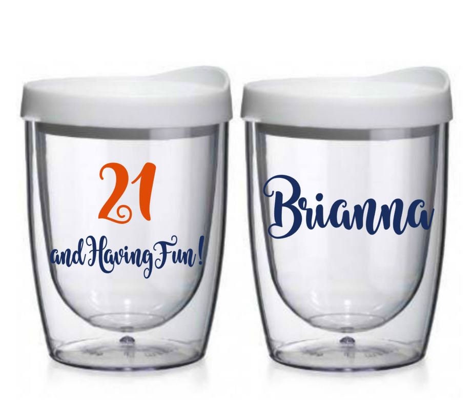 21st Birthday Cups Birthday Wine Tumbler Wine Sippy Cup | Etsy